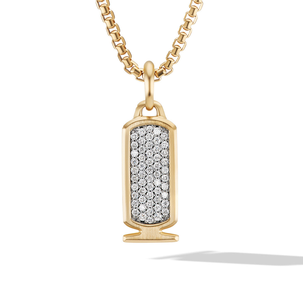 Cairo Cartouche Amulet in 18K Yellow Gold with Pave Diamonds | Schiffman's Jewelers