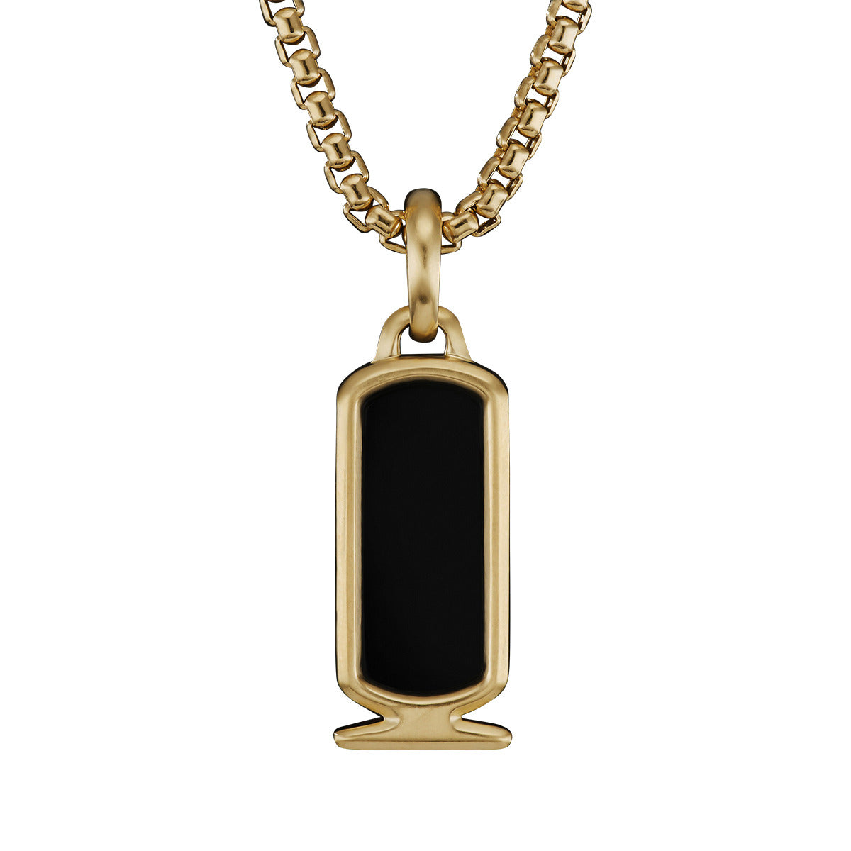Cairo Cartouche Amulet in 18K Yellow Gold with Black Onyx | Schiffman's Jewelers