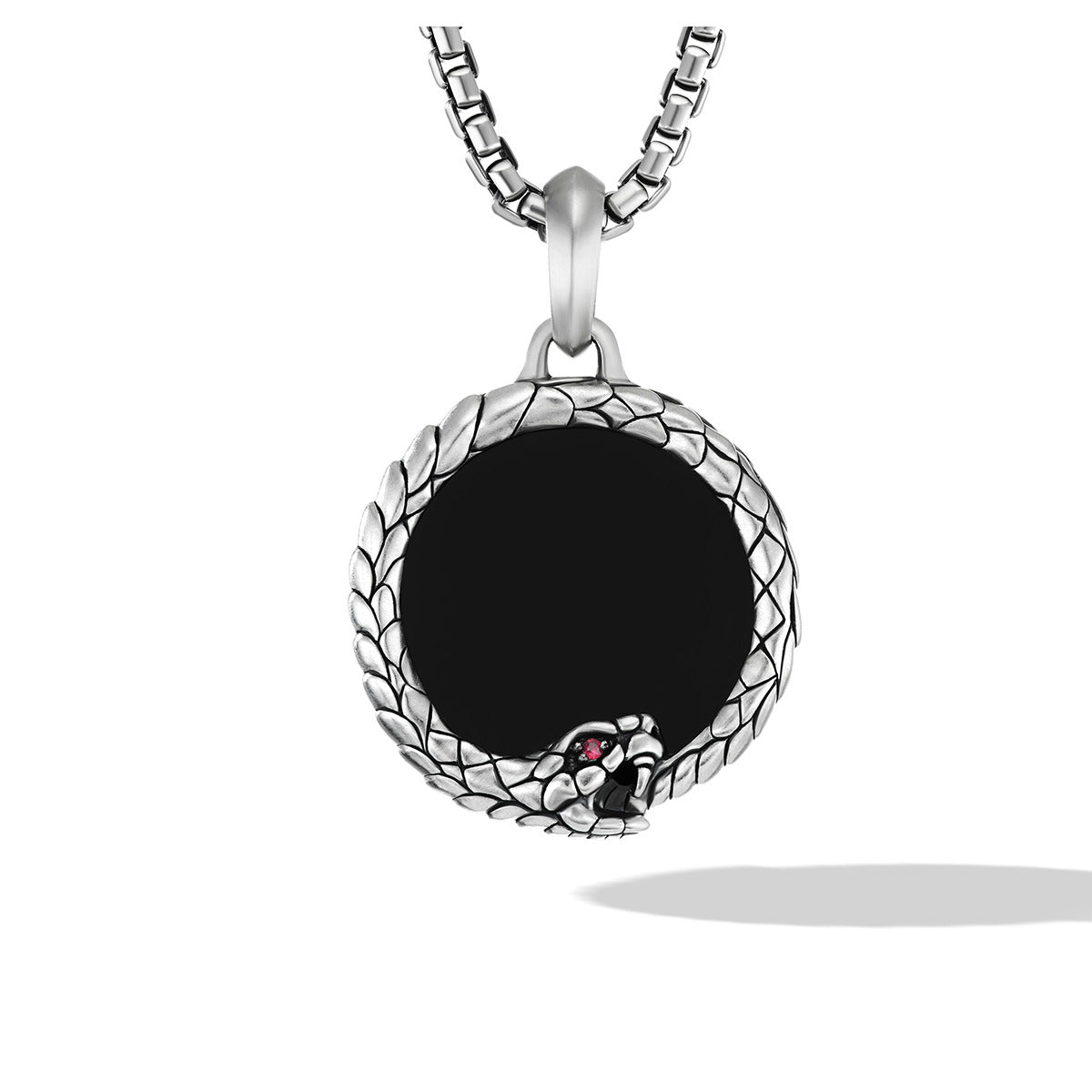 Cairo Ouroboros Amulet in Sterling Silver with Black Onyx and Ruby | Schiffman's Jewelers