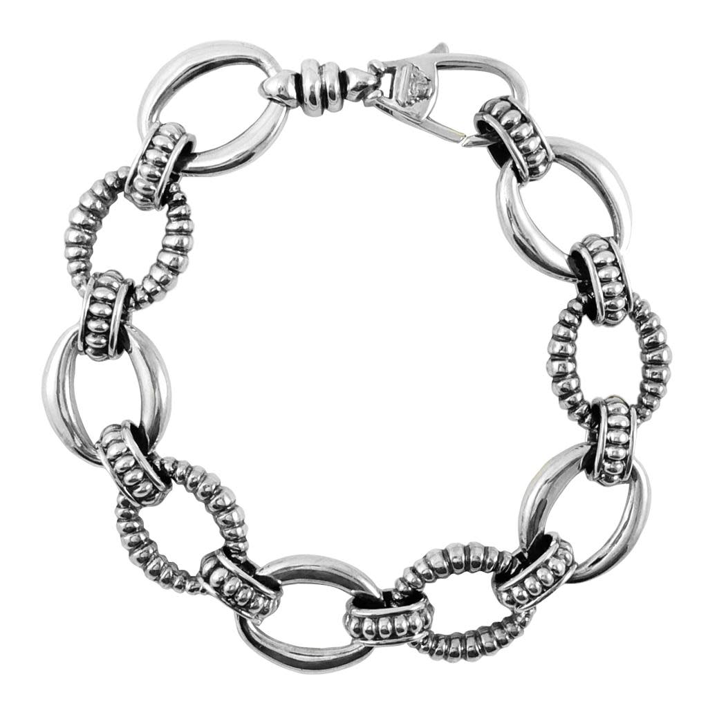 Signature Caviar Oval Fluted Link Bracelet in Sterling Silver, Medium ...