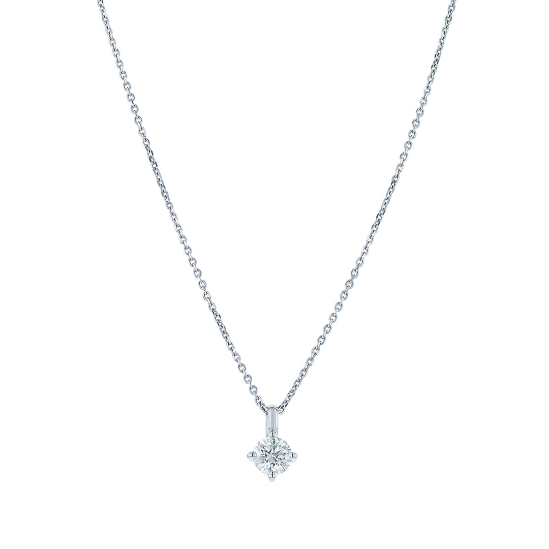 0.48-0.53ct Round Brilliant Diamond 4 Prong Solitaire Pendant in 14K W ...