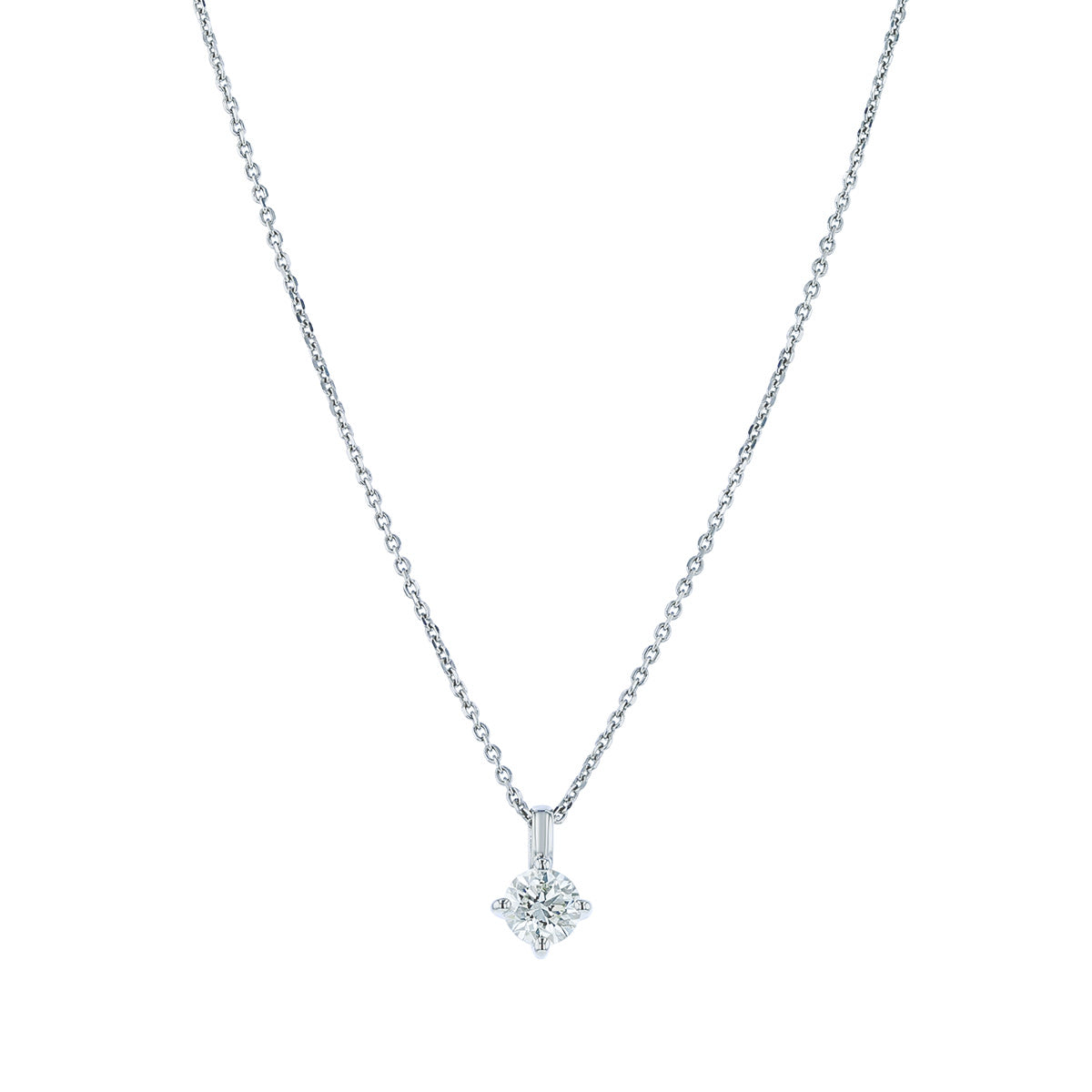 0.48-0.53ct Round Brilliant Diamond 4 Prong Solitaire Pendant in 14K W ...