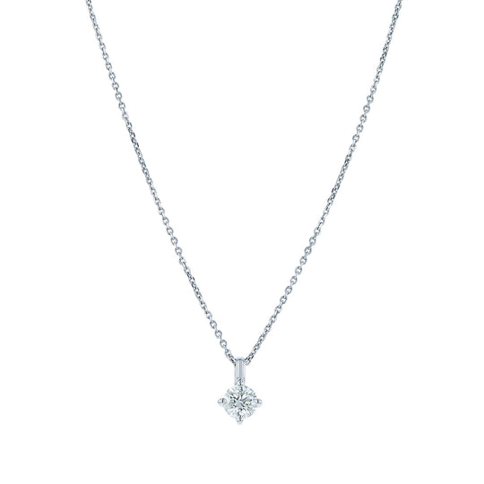 0.48-0.53ct Round Brilliant Diamond 4 Prong Solitaire Pendant in 14K W ...