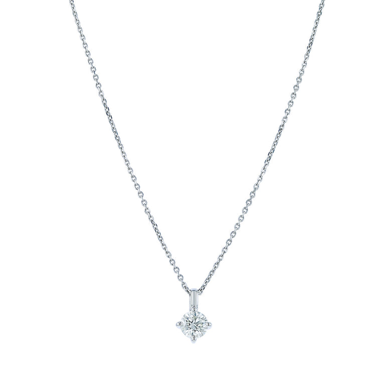 0.48-0.53ct Round Brilliant Diamond 4 Prong Solitaire Pendant in 14K W ...