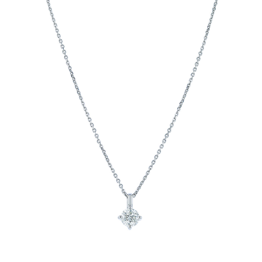 0.48-0.53ct Round Brilliant Diamond 4 Prong Solitaire Pendant in 14K W ...