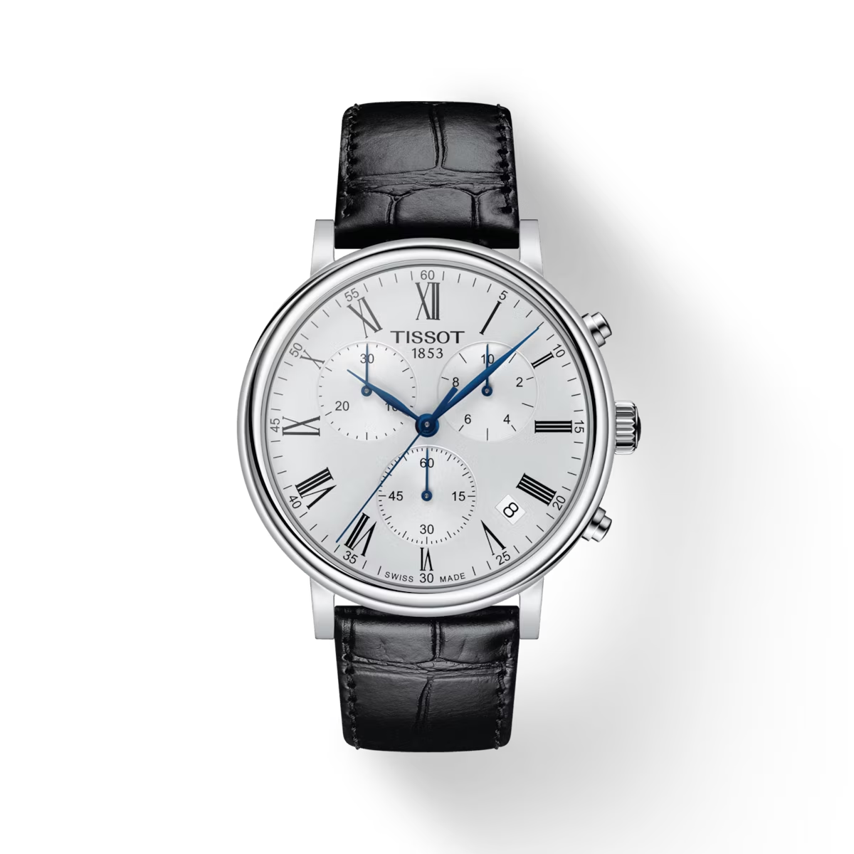 41mm Carson Premium Chronograph Watch with Silver Roman Marker Dial in ...