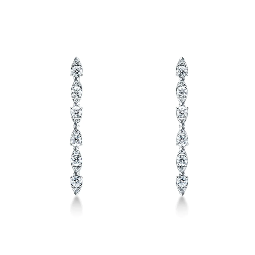 Aerial Dewdrop Stiletto Diamond Dangle Earrings in 18K White Gold ...
