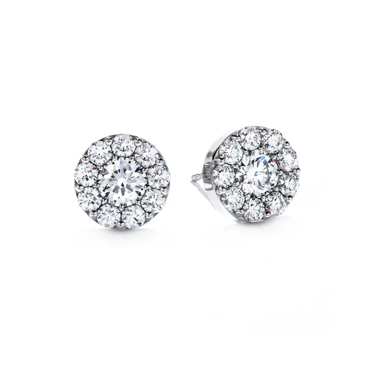 Fulfillment 0.95-1.07ct Diamond Halo Stud Earrings in 18K White Gold ...