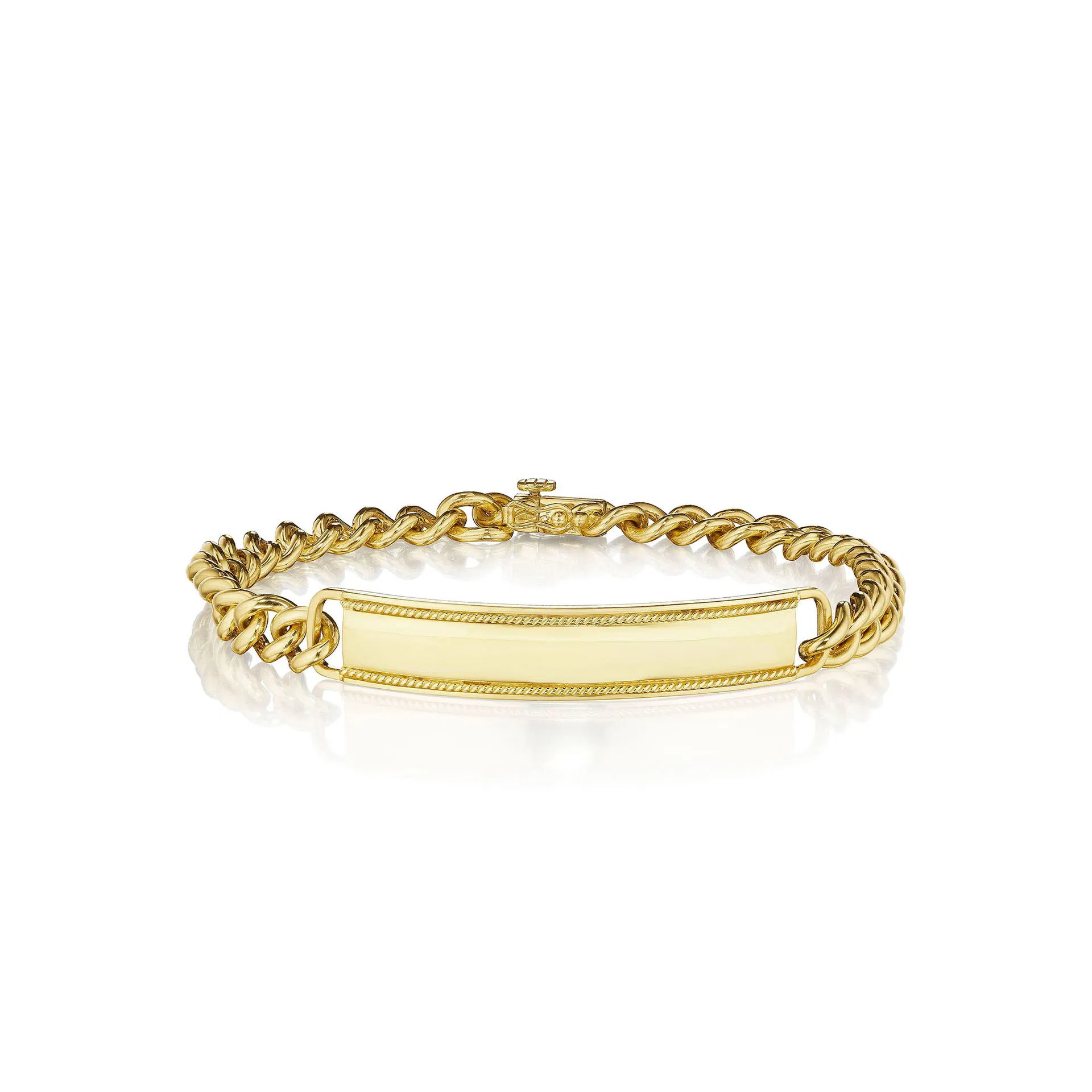 Twist Link Engravable ID Bracelet in 18K Yellow Gold | Schiffman's Jewelers