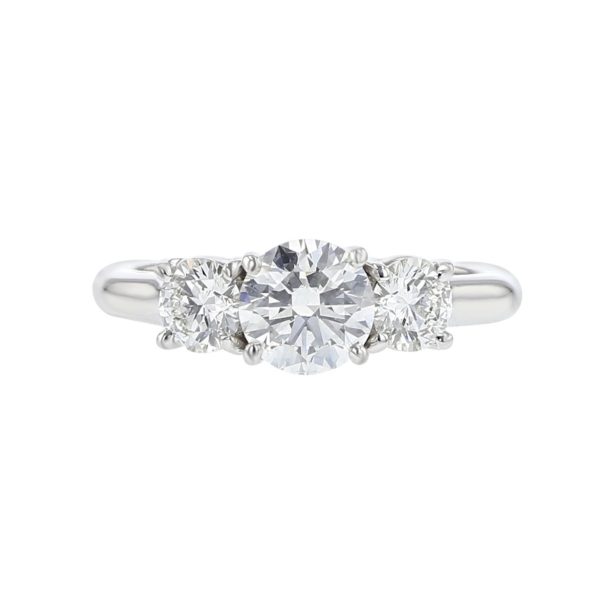 18K White Gold 3-Stone Fire and Ice Diamond Trellis Engagement Ring ...