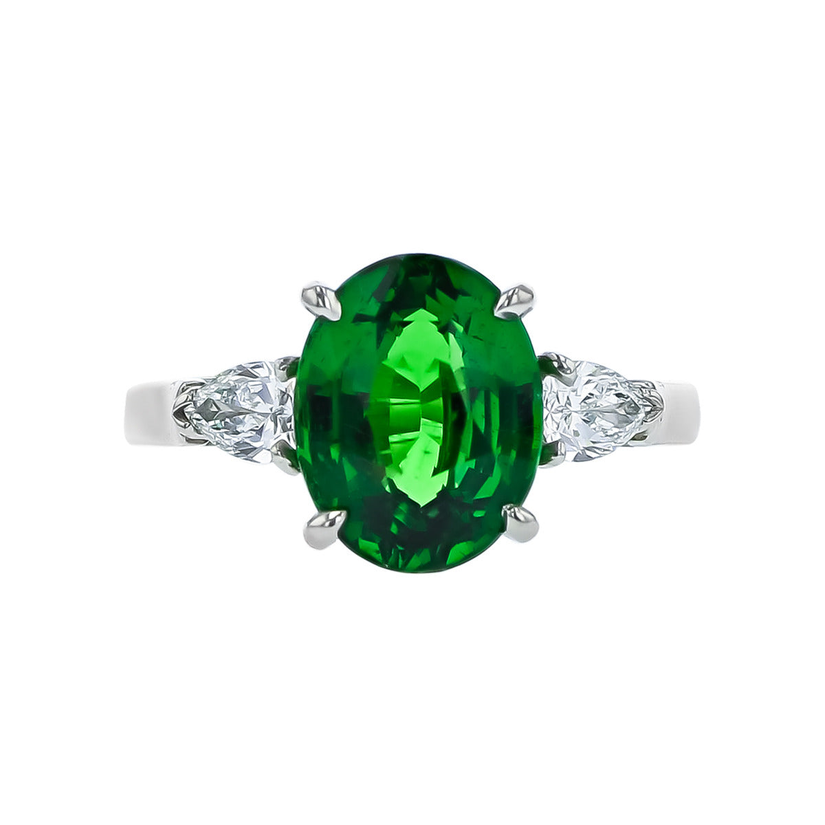 Platinum Tsavorite and Diamond Ring | Schiffman's Jewelers