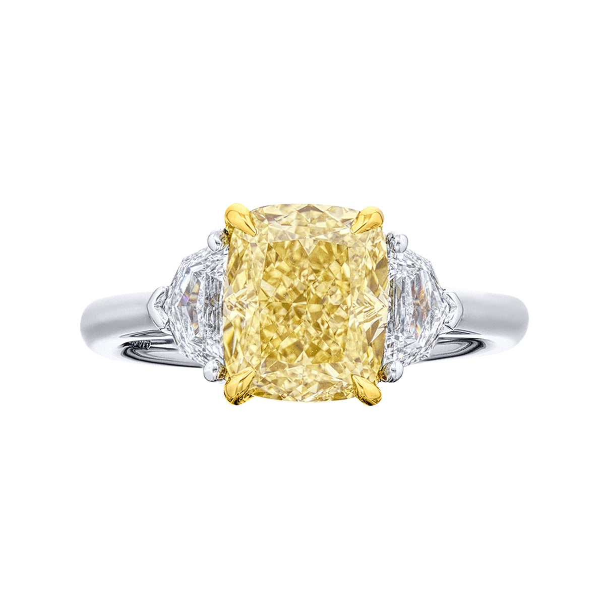 Cushion-cut Fancy Yellow and Epaulette Diamond Ring | Schiffman's Jewelers