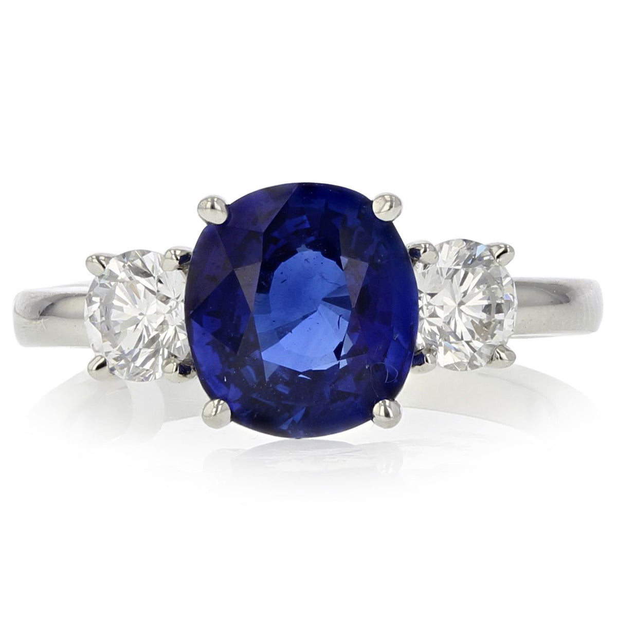 Platinum Sapphire Diamond Three Stone Ring | Schiffman's Jewelers