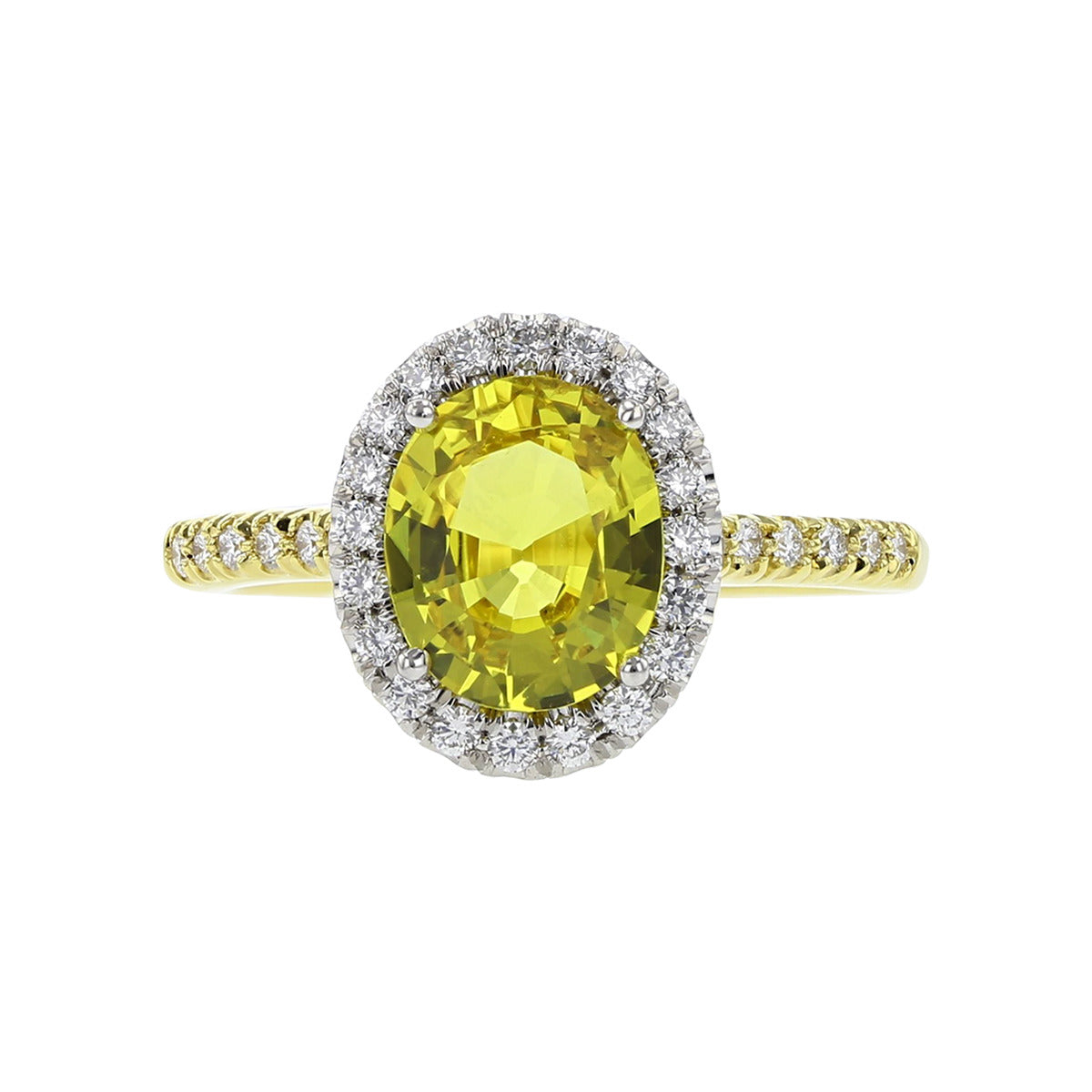 Yellow Sapphire, Diamond and Tsavorite Halo Ring | Schiffman's Jewelers