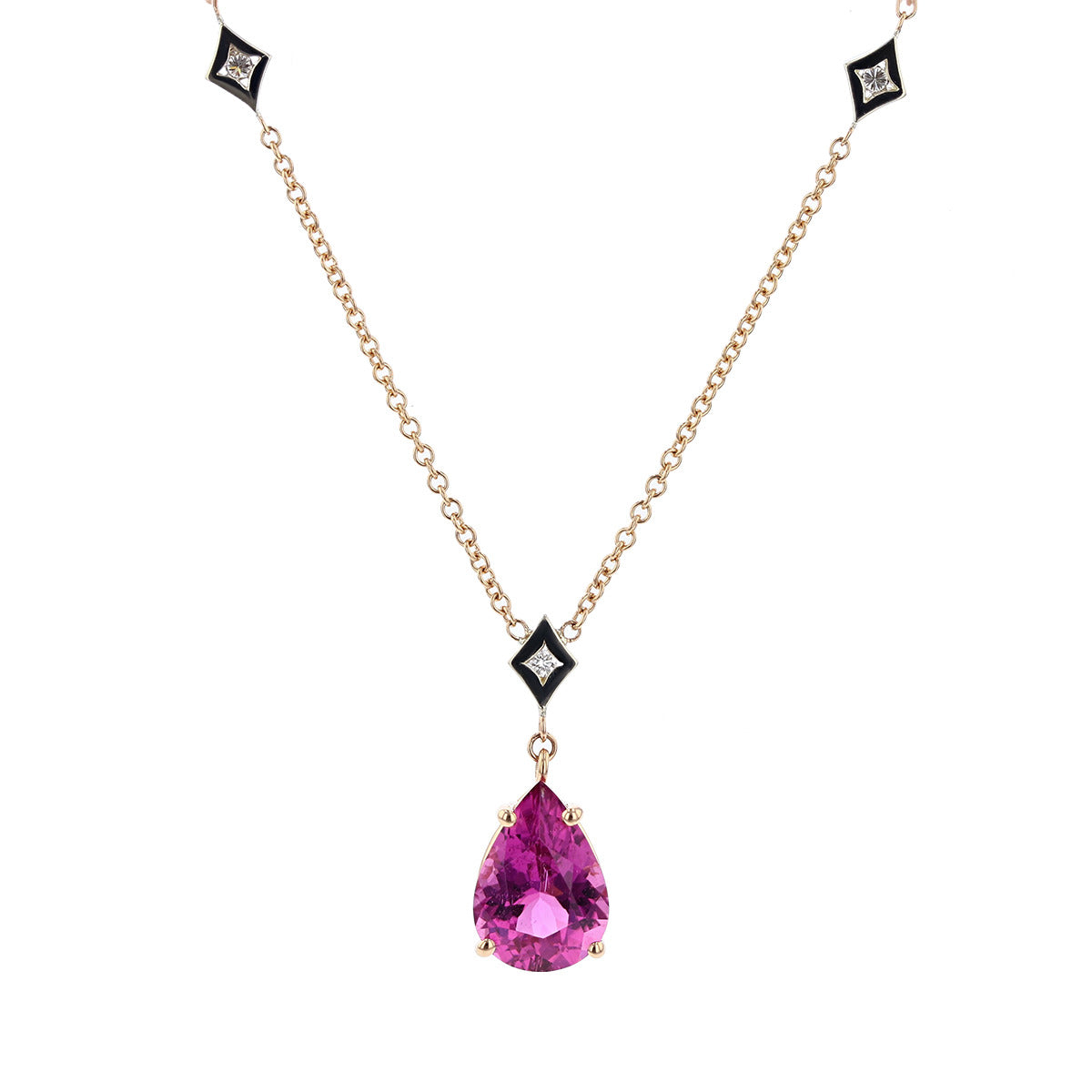 Pear Shaped Tourmaline and Diamond Necklace | Schiffman's Jewelers