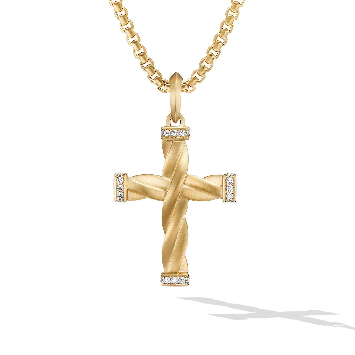 DY Helios Cross Pendant in 18K Yellow Gold with Pave Diamonds ...