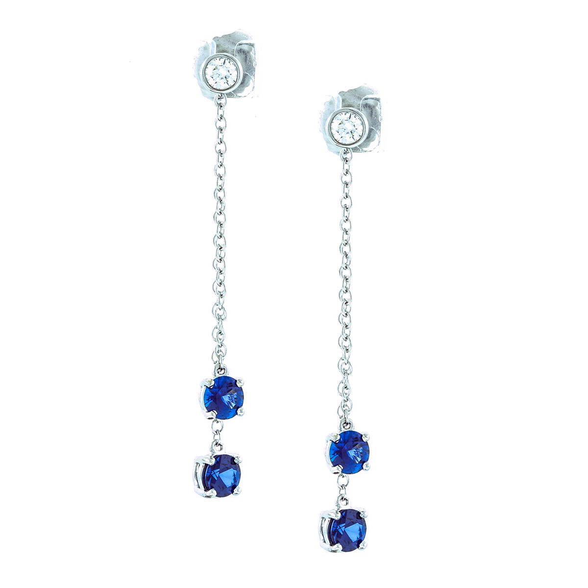 Sapphire dangle earrings white gold store