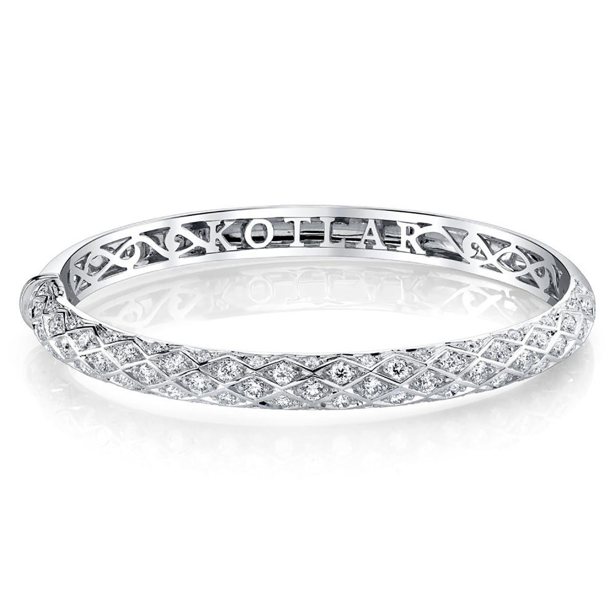 Artisan Pave Diamond Criss Cross Halfway Bangle | Schiffman's Jewelers