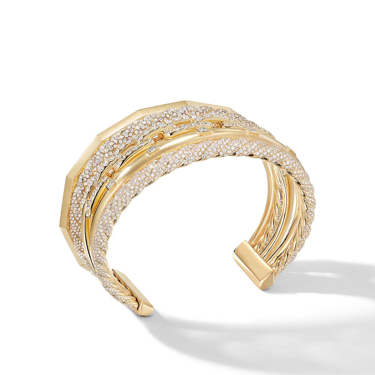 Stax Five Row Cuff Bracelet with Diamonds in 18K Gold, 35mm | Schiffman ...
