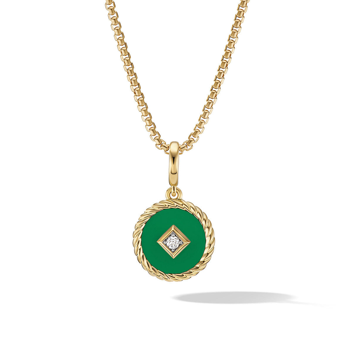 Emerald Green Charm in 18K Yellow Gold with Center Diamond | Schiffman ...
