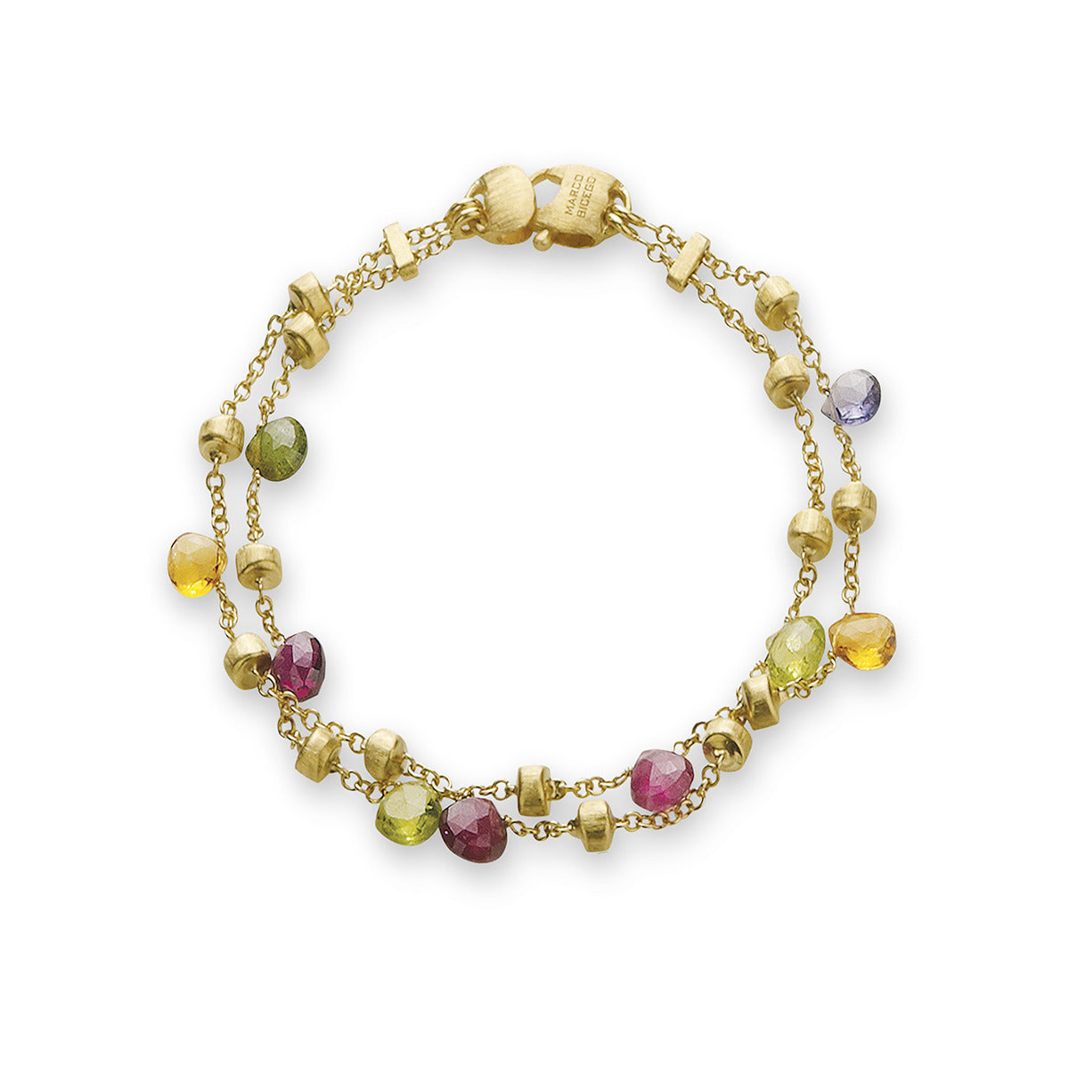 18K Yellow Gold Mixed Gemstone Two Strand Bracelet | Schiffman's Jewelers