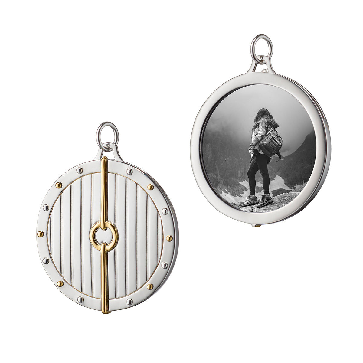 Two-Tone Round Buckle Half Locket | Schiffman's Jewelers