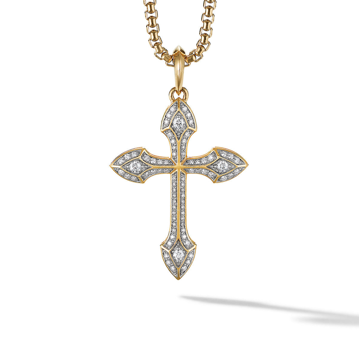 Gothic Cross Amulet with Pave Diamonds and 18K Yellow Gold | Schiffman ...