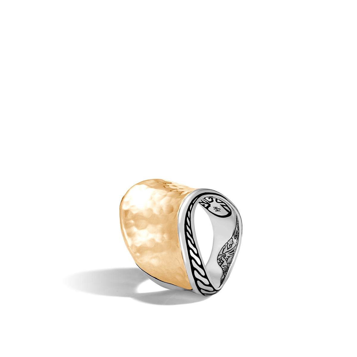 Classic Chain Wave Hammered 18K Gold and Silver Saddle Ring | Schiffman ...